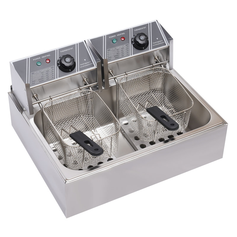 OUKANING 5000W Electric Deep Fryer 12.7QT Commercial Stainless Steel Restaurant Fry Basket Wayfair